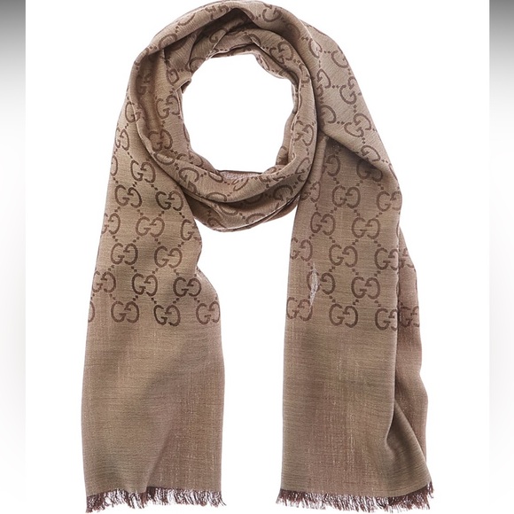 Gucci | Accessories | Gucci Brown Logo Scarf | Poshmark